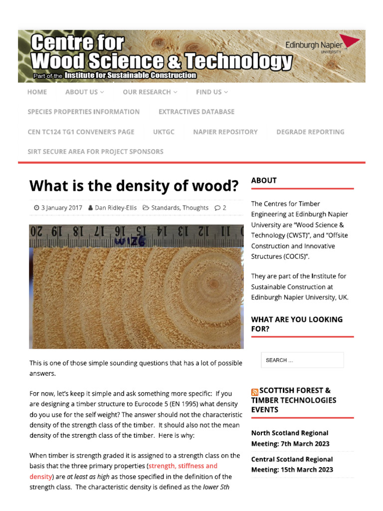 What Is The Density of Wood - Centre For Wood Science & Technology | PDF