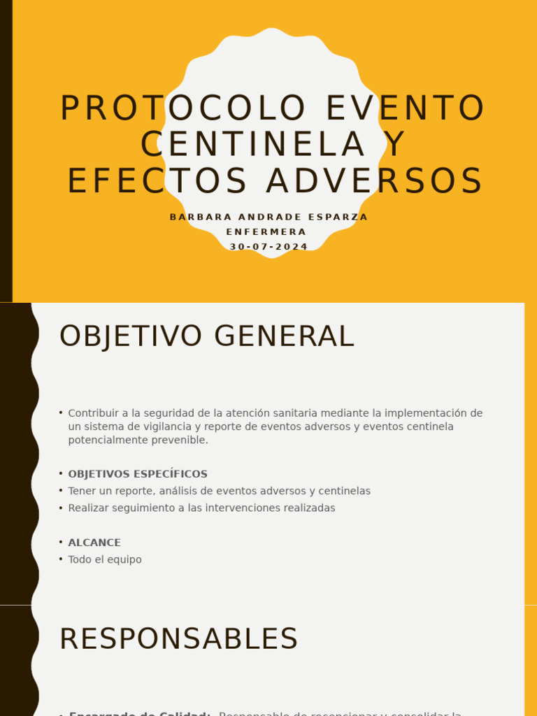 Presentación - Protocolo Evento Centinela y Efectos Adversos | PDF | Hospital | Efecto adverso