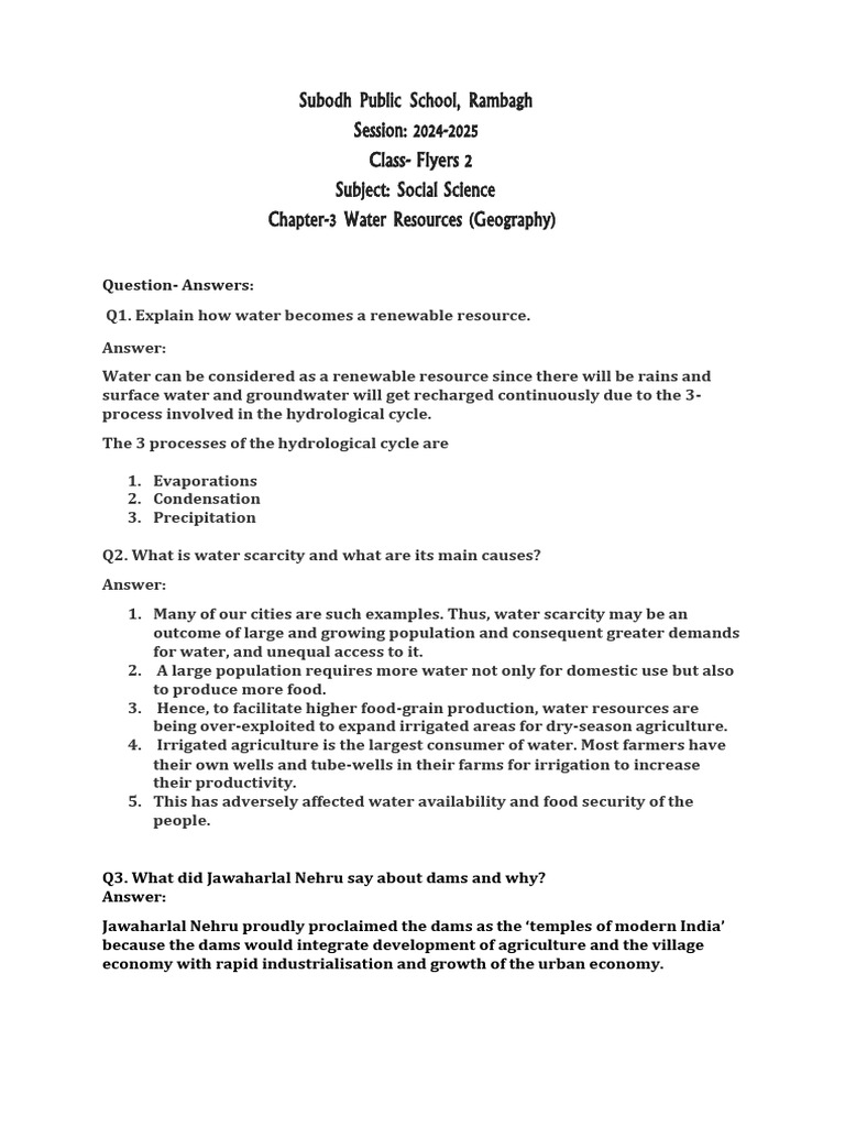 Ch-3 Water Resources 2024-25-1 | PDF