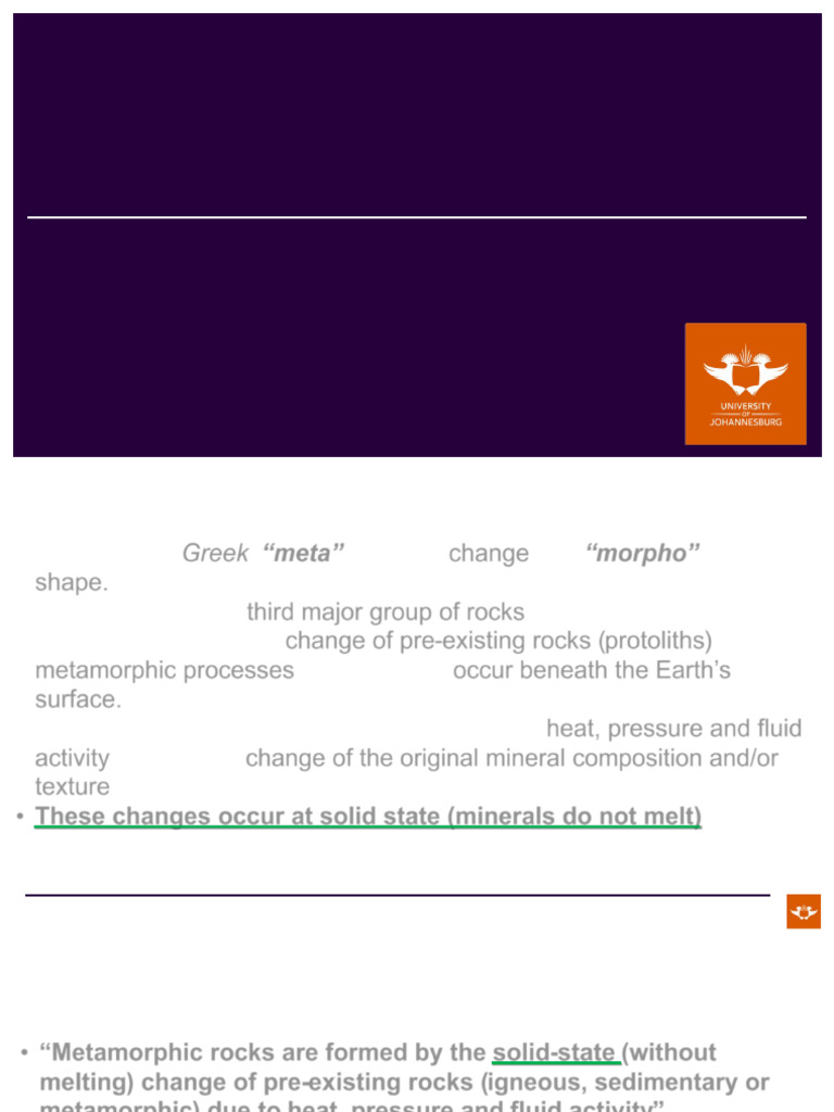 METMTB1 - Metamorphic Rocks - Lecture 8 | PDF