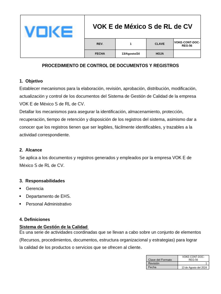 VOKE-CONT-DOC-REG-56 Procedimiento de Control Documental y de Registros ...