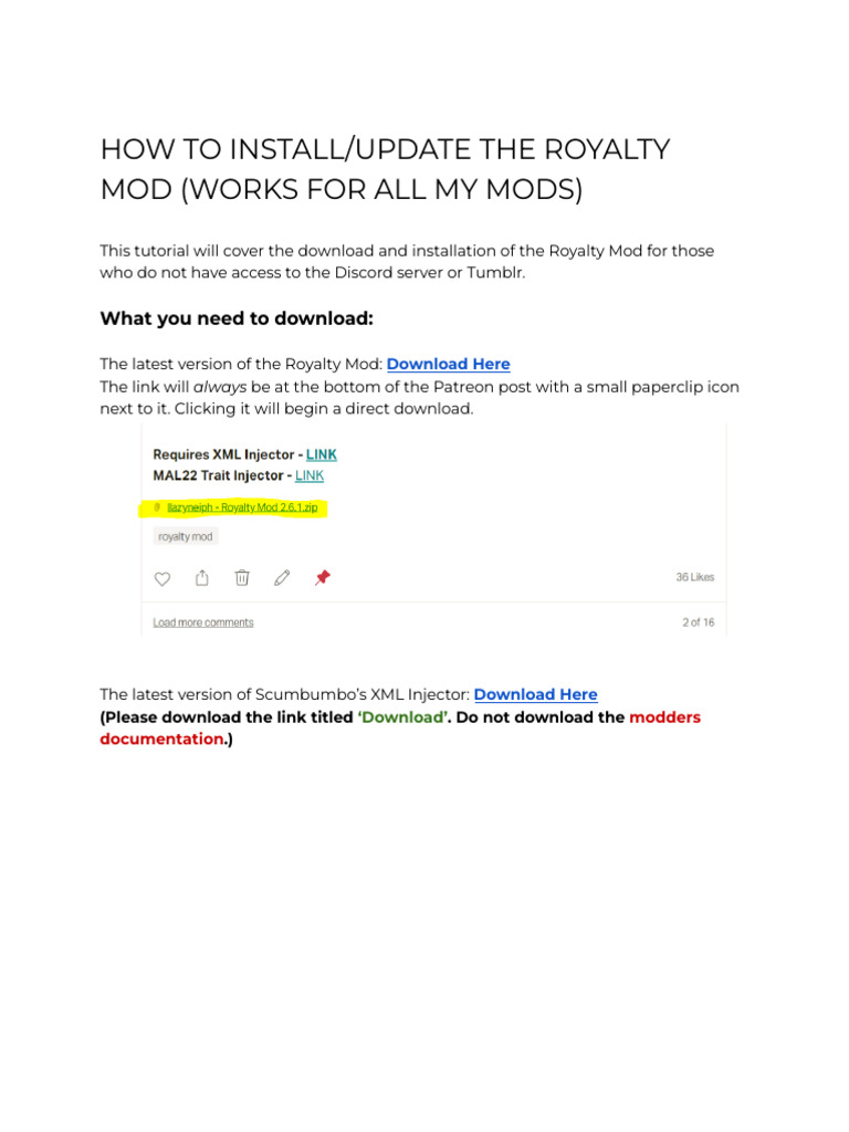 How To Install-Update The Royalty Mod | PDF