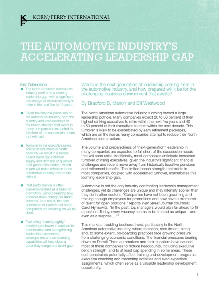 The Automotive Industry'S Accelerating Leadership Gap: Key Takeaways ...