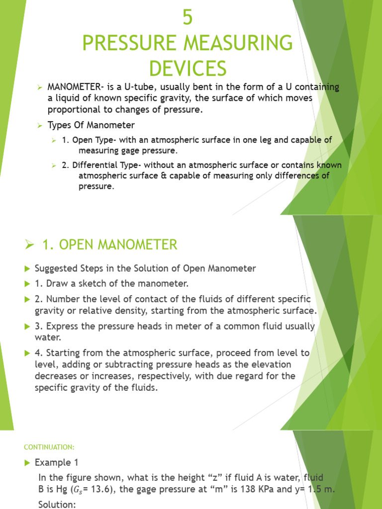 Fluid Mech Topic 5pdf-Manometer | PDF