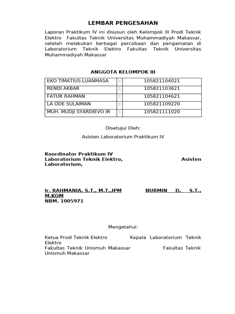 Lembar Pengesahan Kelompok | PDF