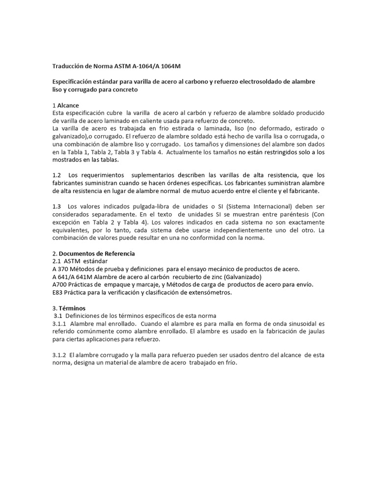 Traducción Norma ASTM A 1064 | PDF