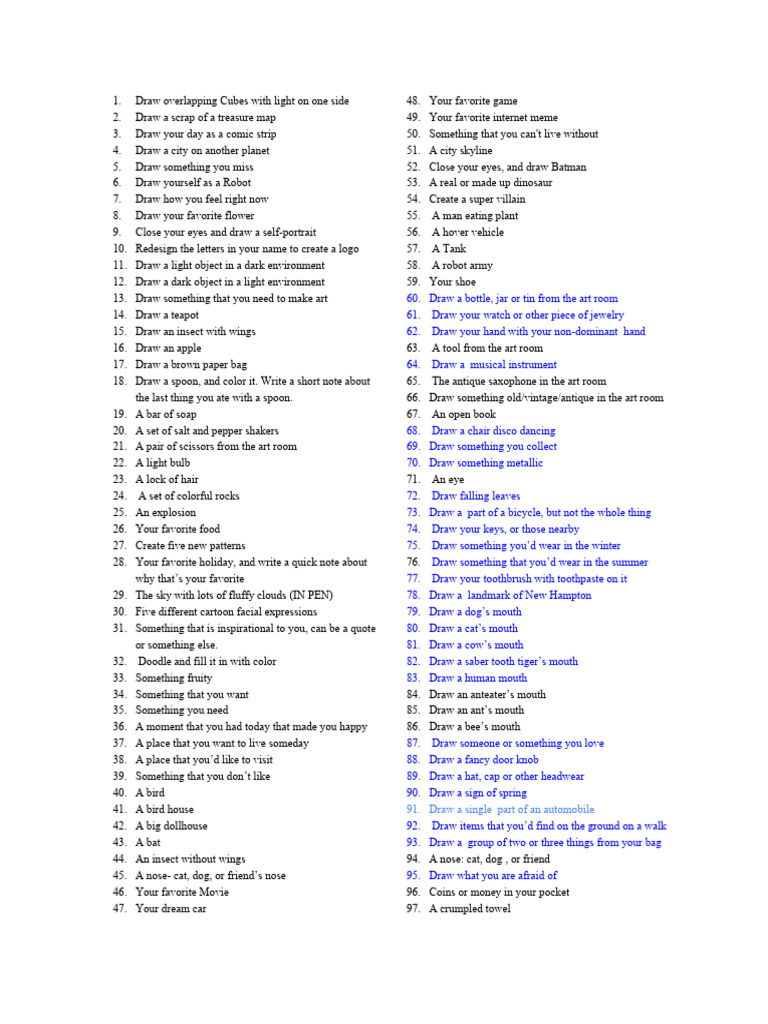 All Drawing Prompts | PDF