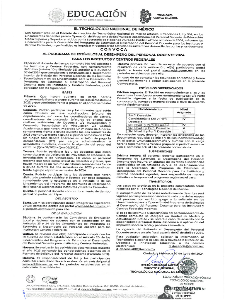 Convocatoria Edd 2024 | PDF
