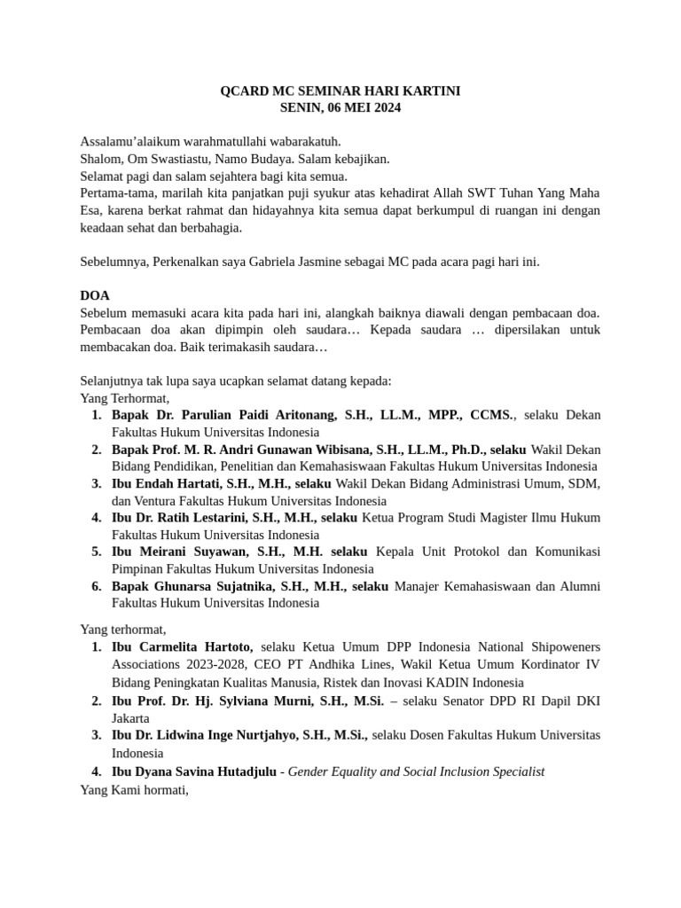QCard MC - Seminar Hari Kartini-1 | PDF