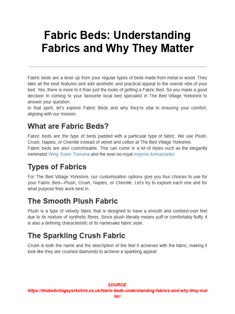 Fabric Beds - Understanding Fabrics and Why They Matter | PDF ...