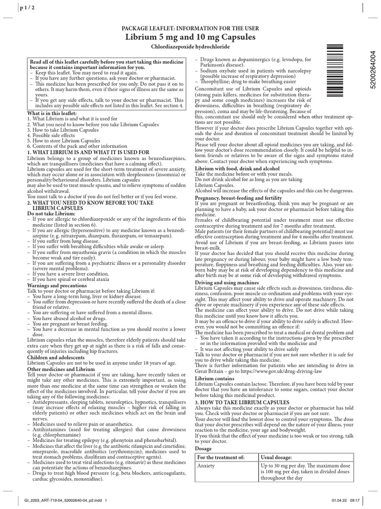 Librium 5 MG and 10 MG Capsules: GI - 2203 - ART-719-04 - 52002640-04 ...