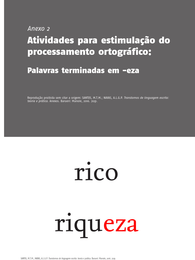 Palavras Terminadas em - Eza | PDF
