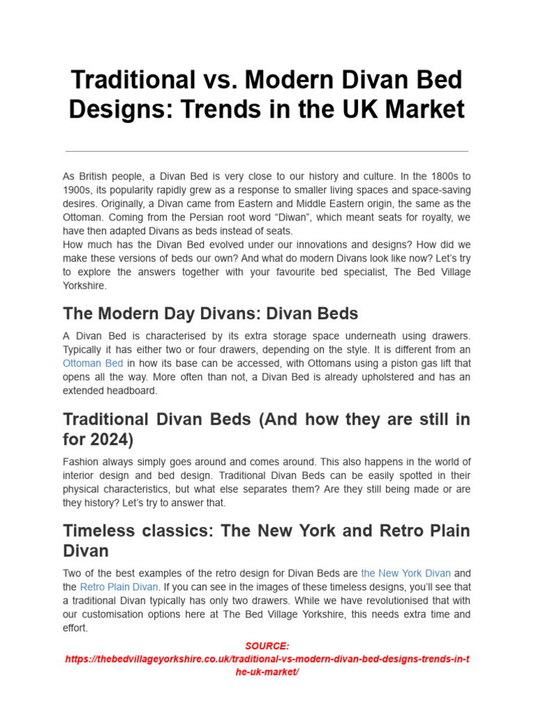 Traditional vs. Modern Divan Bed Designs - Trends in The UK Market ...