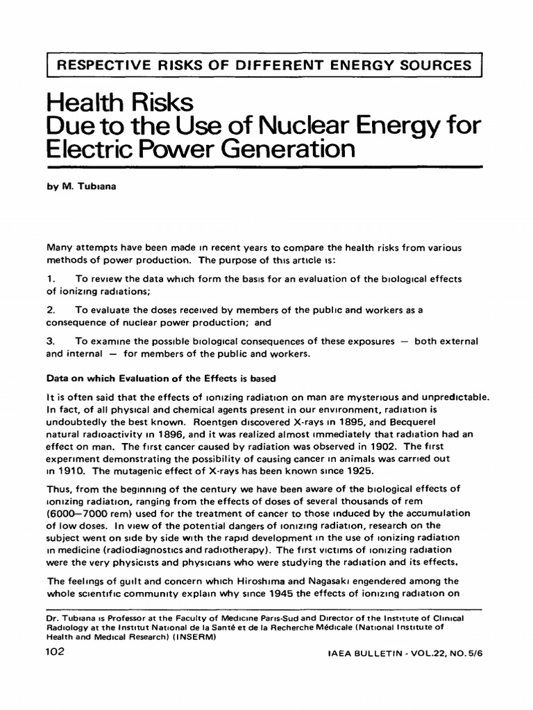 Nuclear Energy Health Risks | PDF | Science & Mathematics