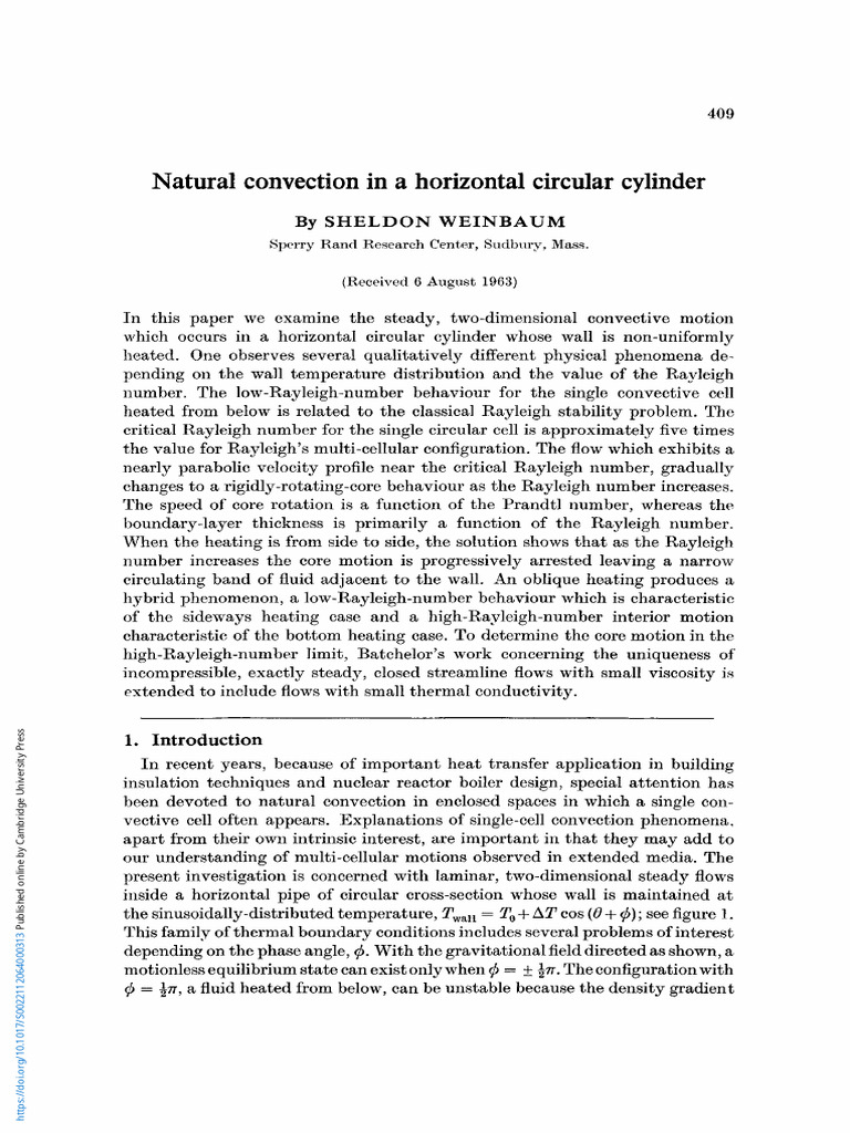 Natural Convection in A Horizontal Circular Cylinder | PDF