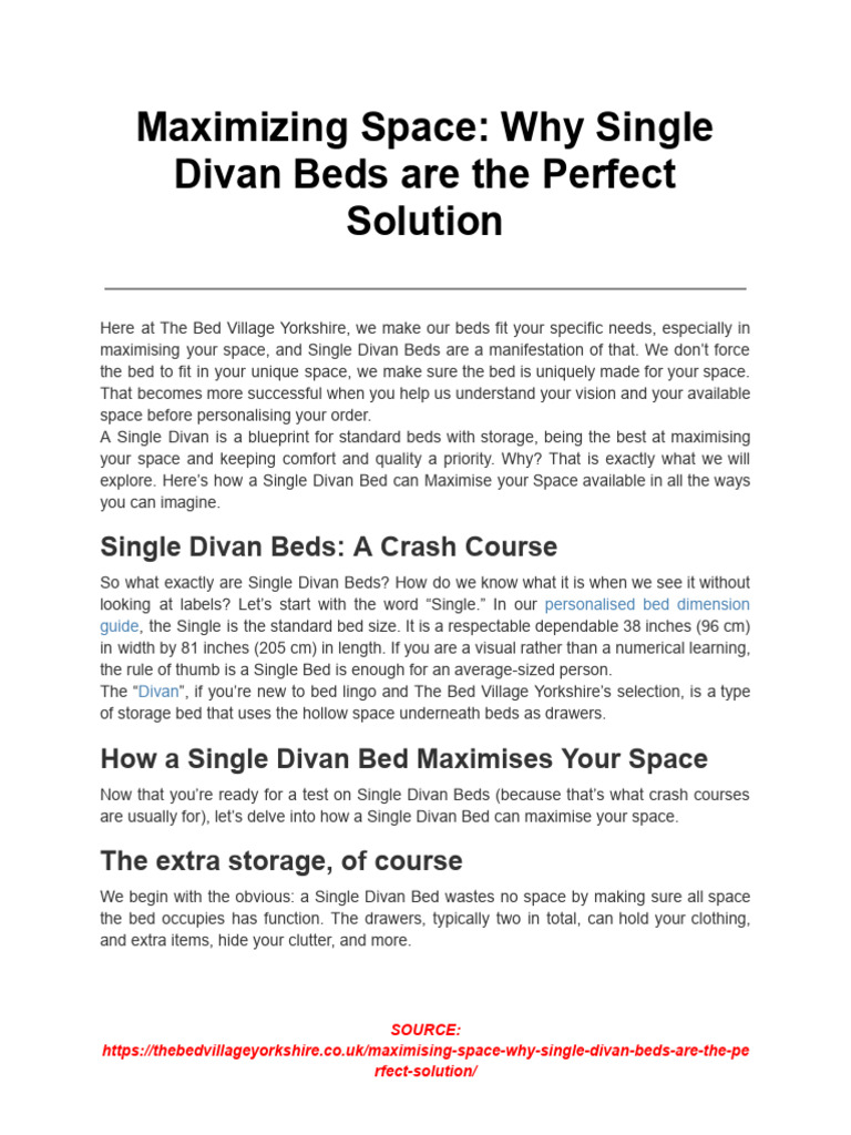Maximizing Space_ Why Single Divan Beds Are the Perfect Solution | PDF