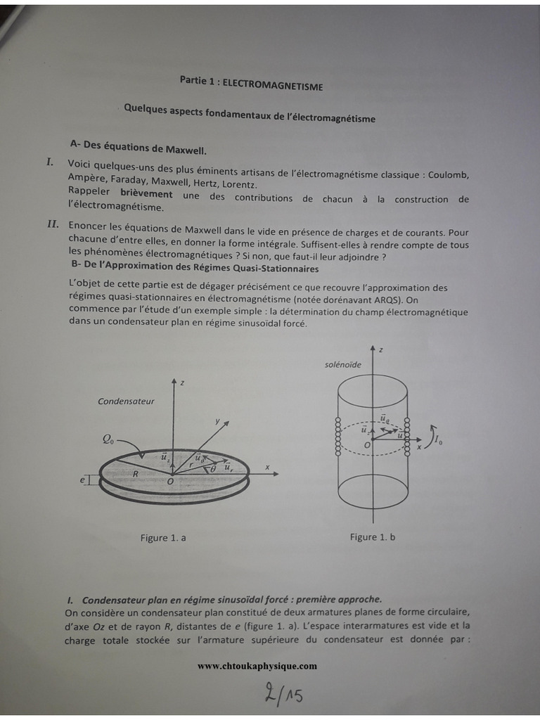 Concours D'accés (Physique II - 2021) À La Première Année Du Cycle de Préparation À L'agrégation ...