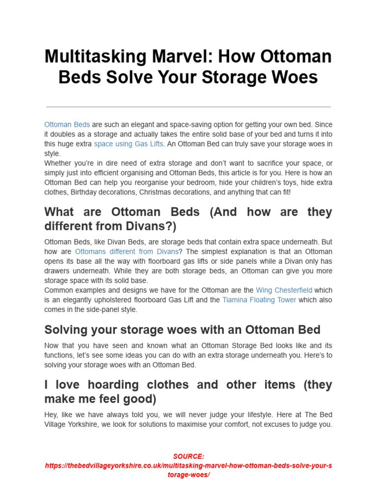 Multitasking Marvel - How Ottoman Beds Solve Your Storage Woes | PDF
