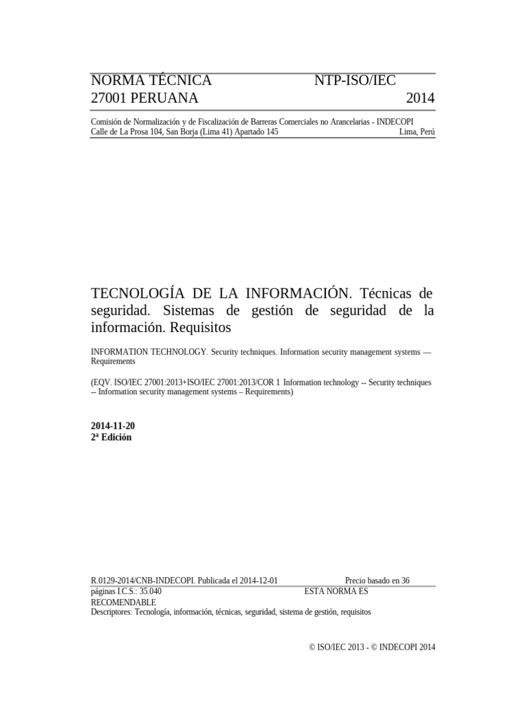 NTP - Iso 270012014 | PDF