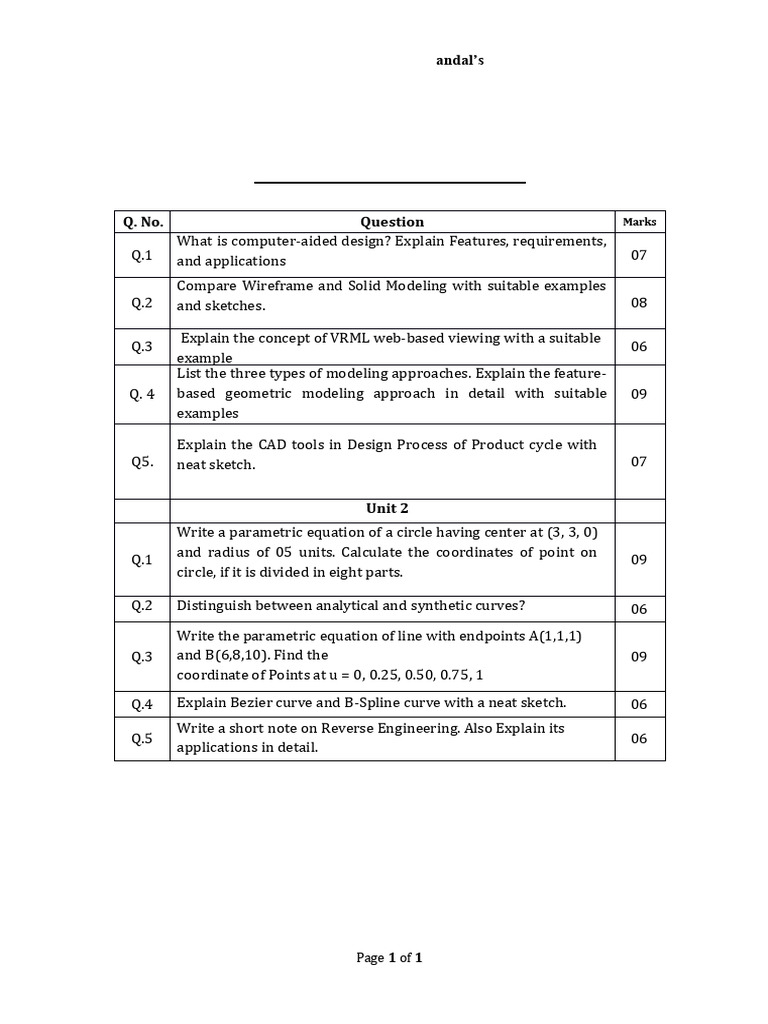 Question Bank SMD CT 01 | PDF
