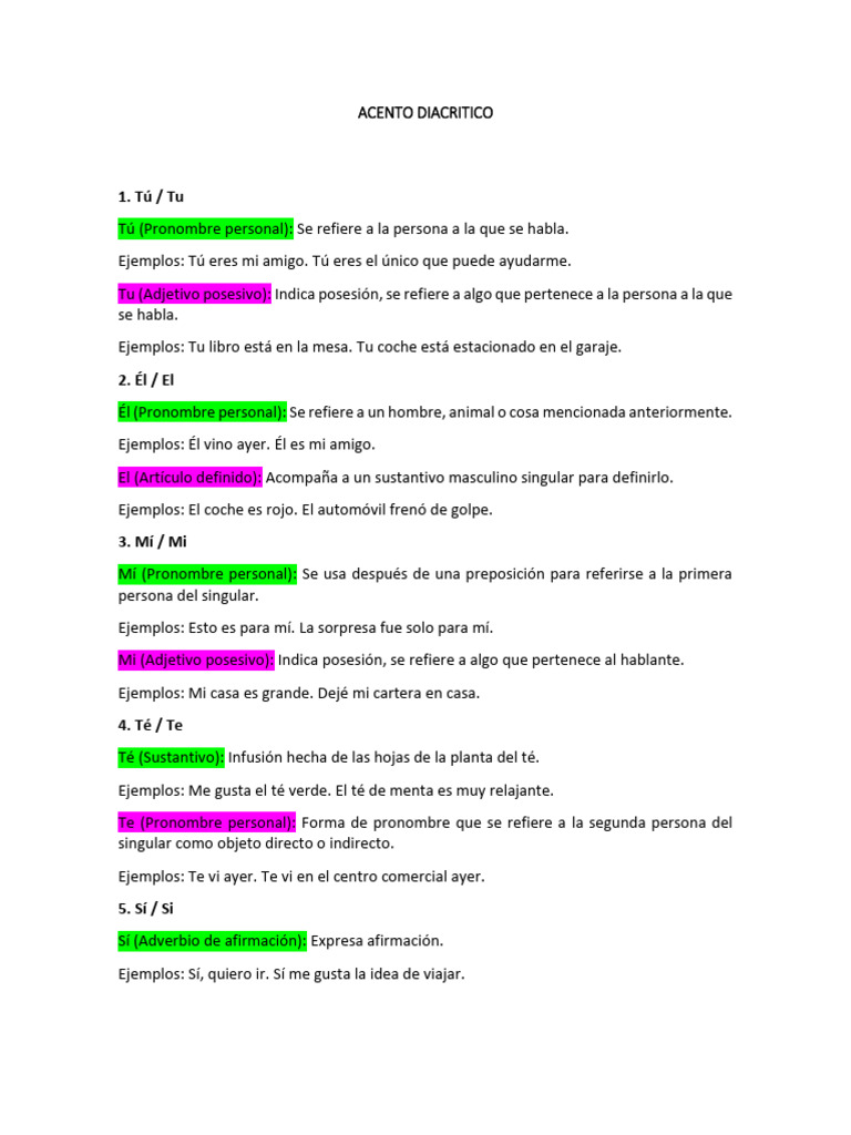Acento Diacritico 2 | PDF