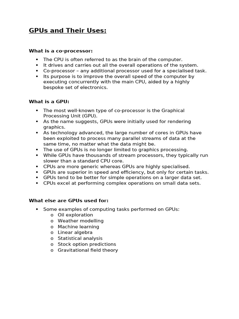 Gpus And Their Uses Pdf