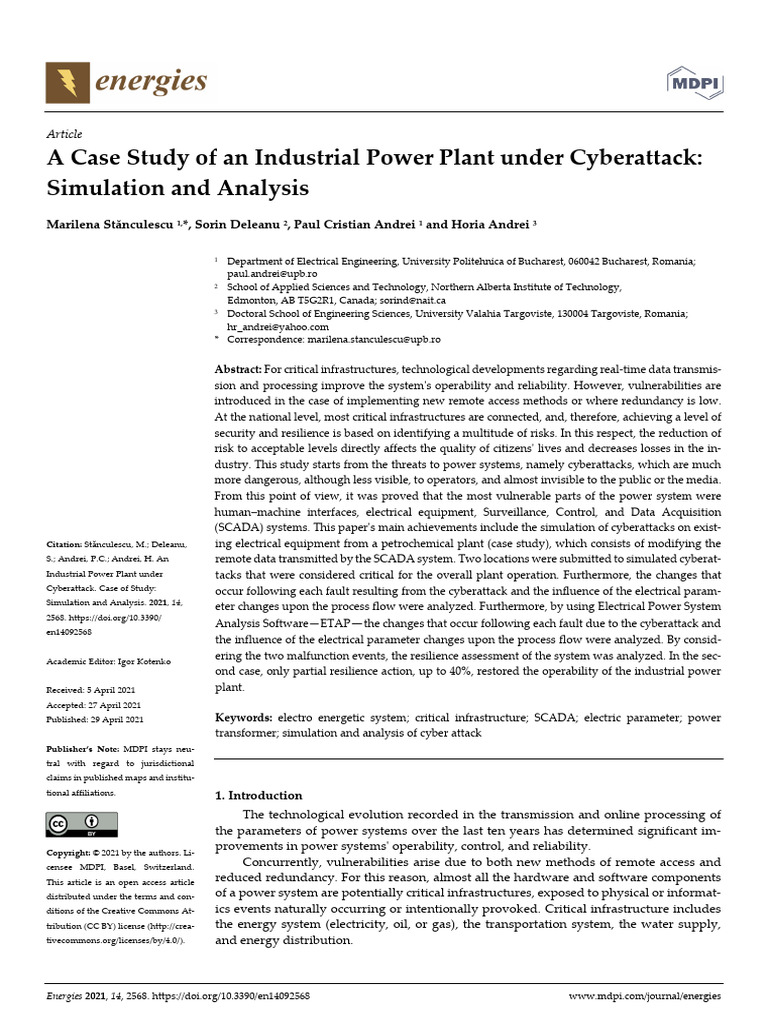A Case Study of An Industrial Power Plant Under Cy | PDF