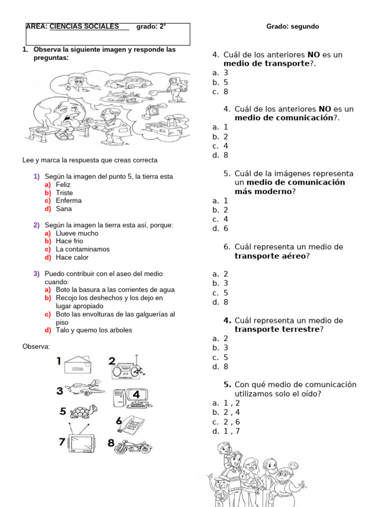Sociales Grado 1° Evaluación Final III Periodo | PDF