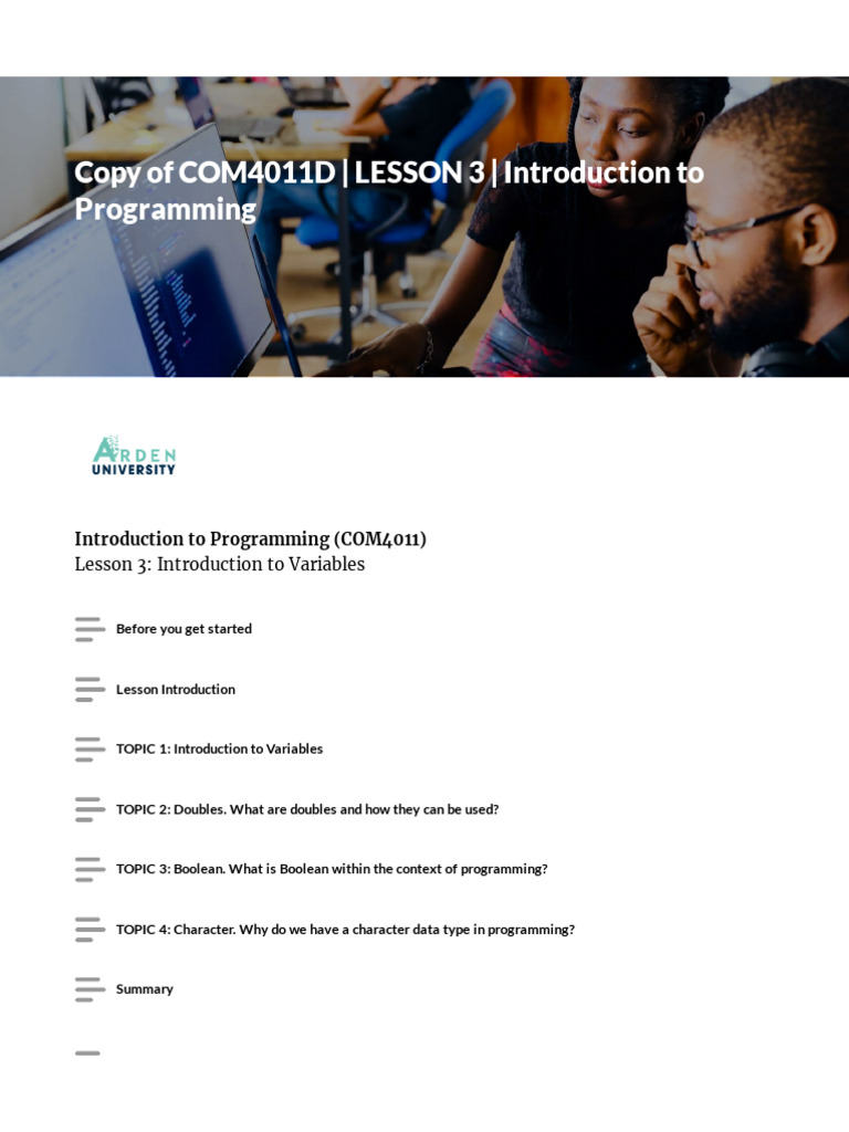 Com 4011 D Lesson 3 Introduction To Programming | PDF
