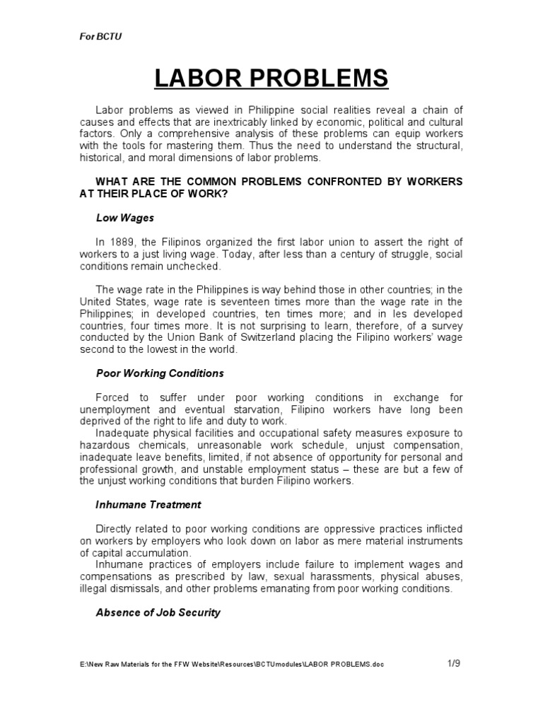 Labor Problems | PDF | Trade Union | Employment
