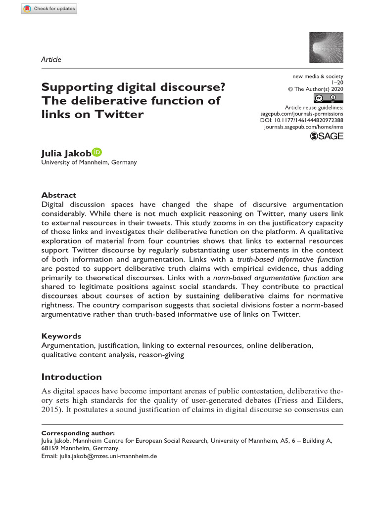 Supporting Digital Discourse? The Deliberative Function of Links On ...