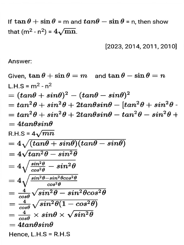 Application of Trigonometry (PYQs) | PDF