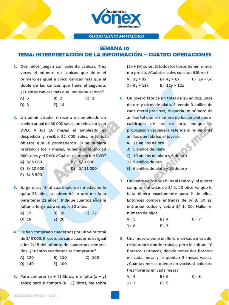 Sem-10-Interpretac de La Informac-4 Operaciones | PDF