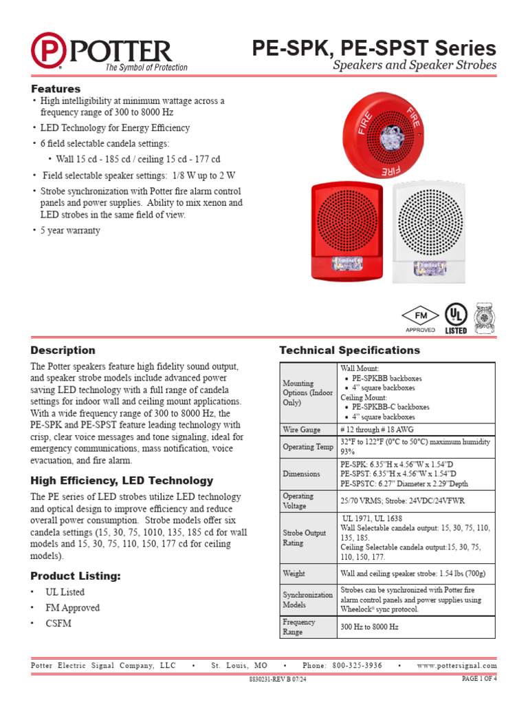 PE Speakers Strobes | PDF
