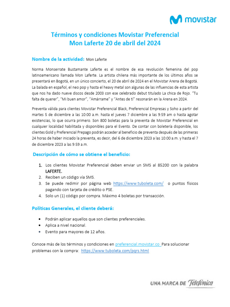 TyC Mon Laferte Movistar | PDF