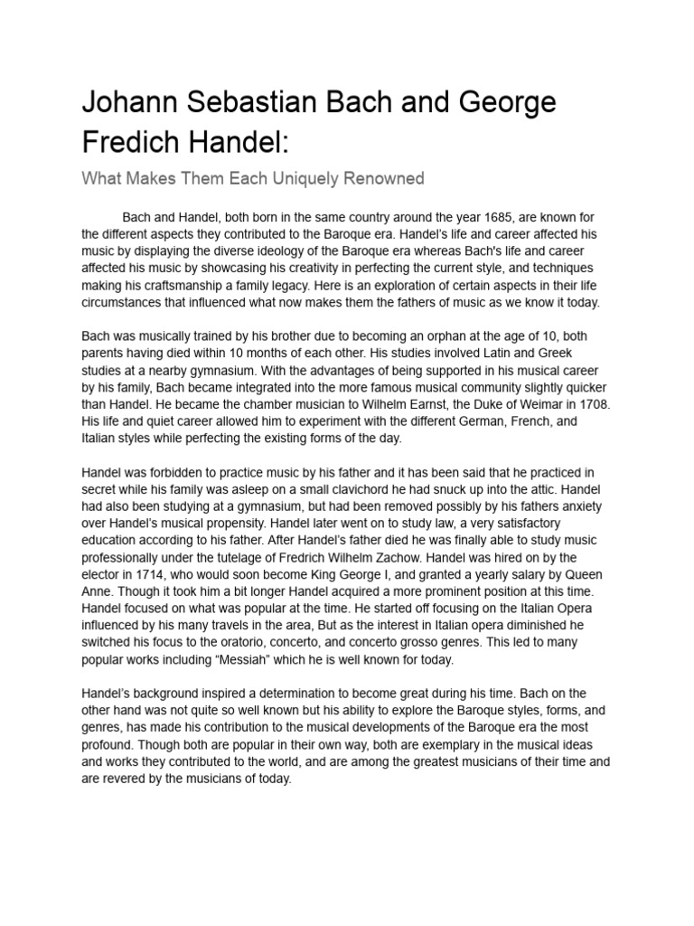 Johann Sebastian Bach and George Fredich Handel | PDF
