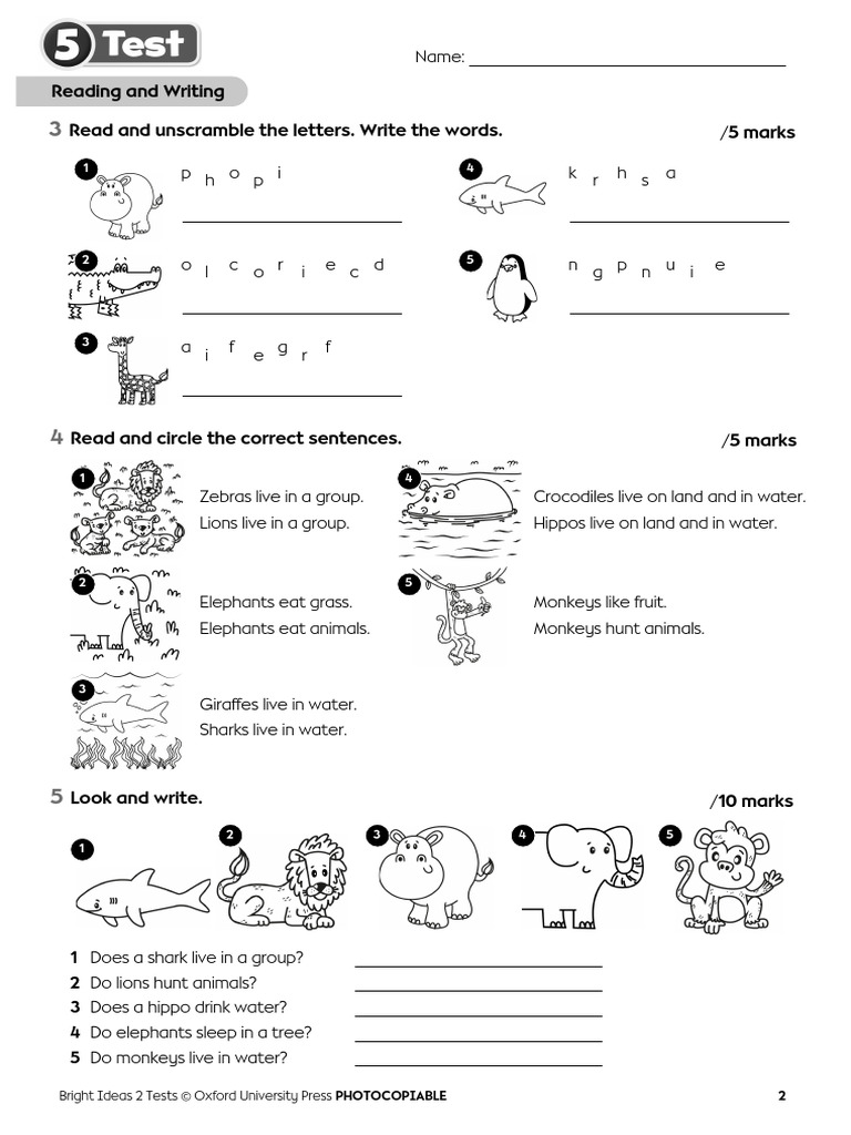 Bright Ideas 2 Unit 5 Test 2 | PDF