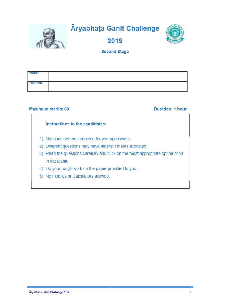 Aryabhatta Ganit Challenge 2 | PDF