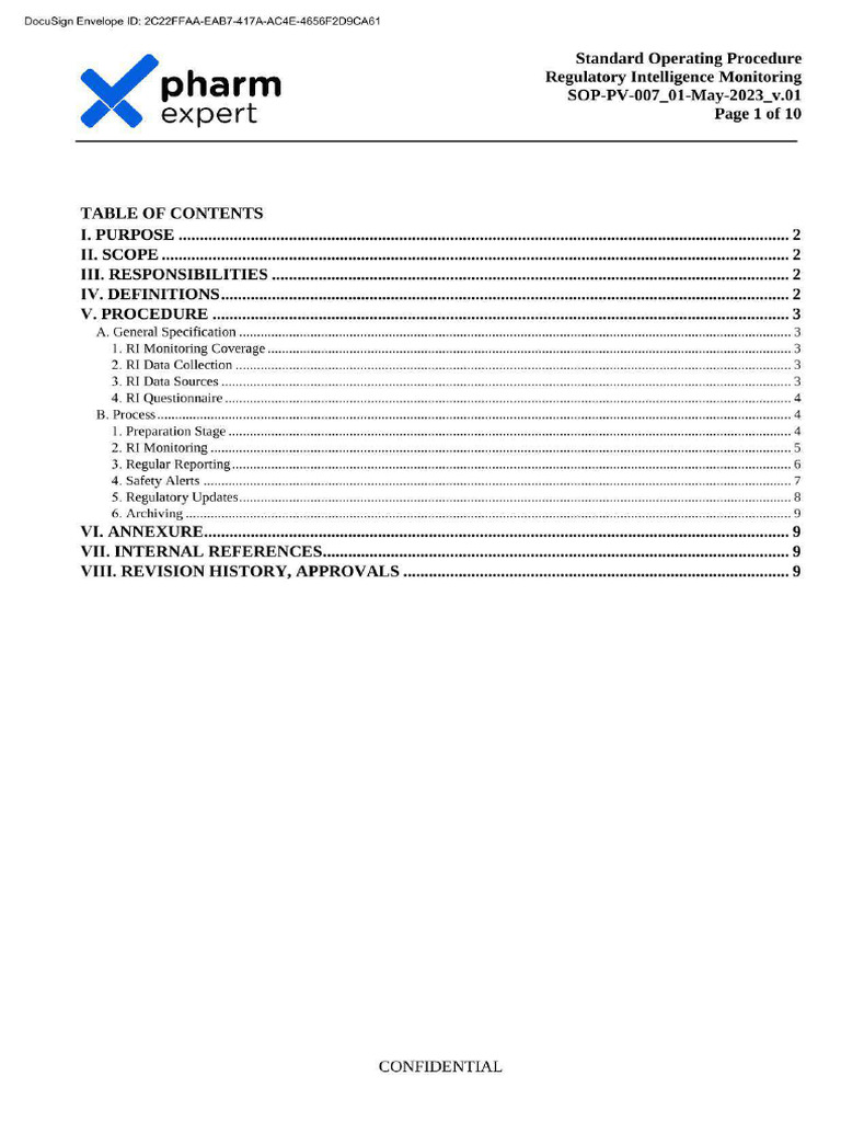 DEMO SOP-PV-007-Pharmacovigilance Regulatory Intelligence-Monitoring - WW - Pharmex.co | PDF ...