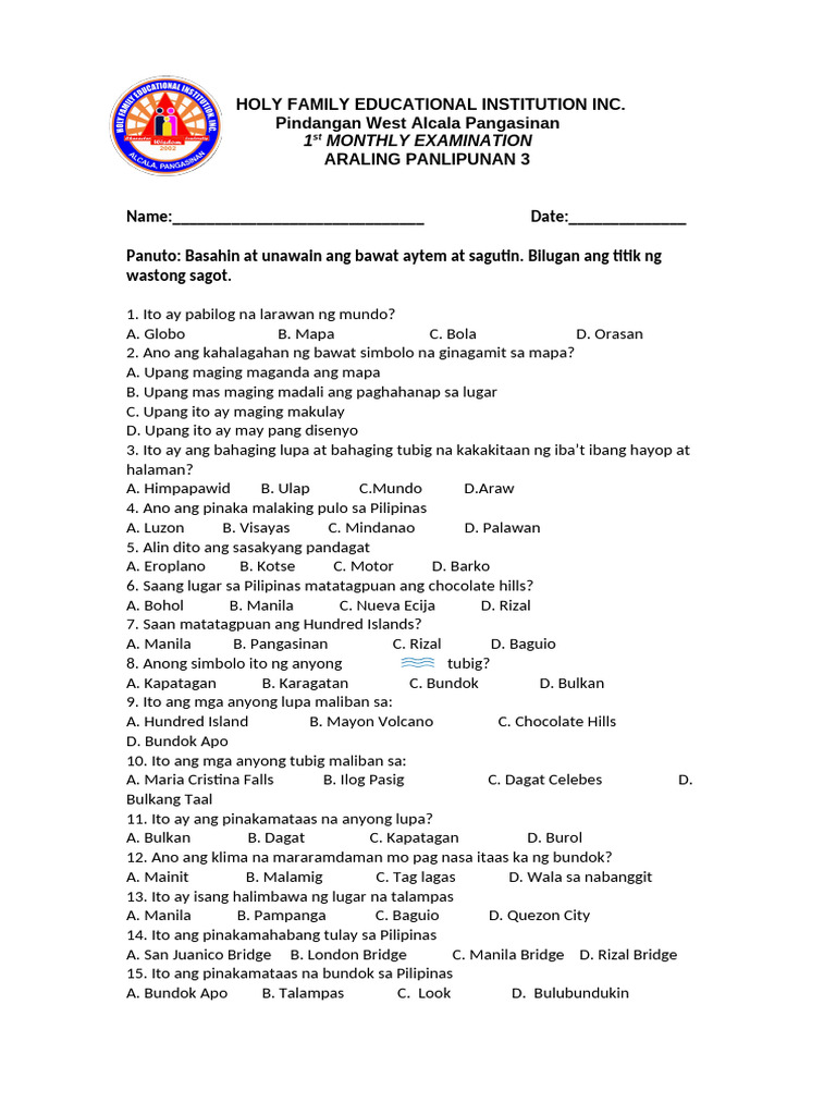 Grade 3 Exam Finalllll | PDF