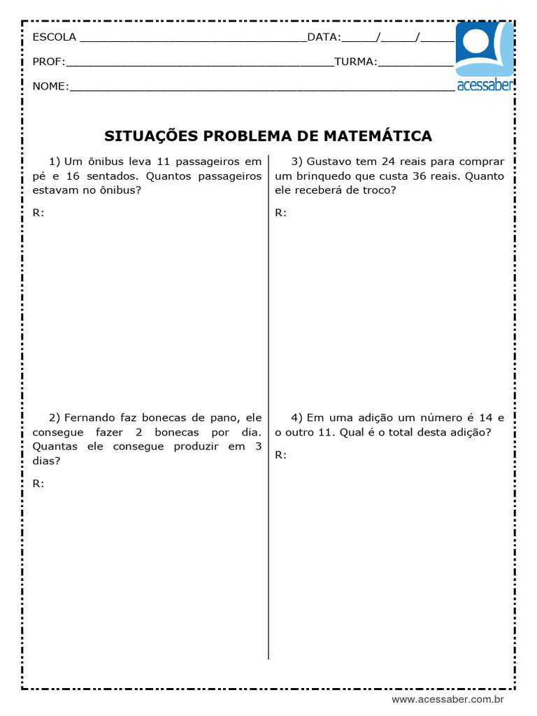 Atividade de Matematica Situacoes Problema 2 Ano | PDF