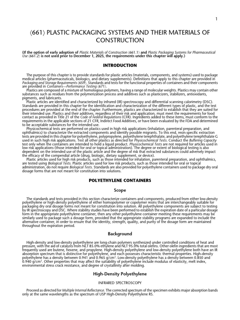 661 Plastic Packaging Systems and Their Materials of Construction | PDF