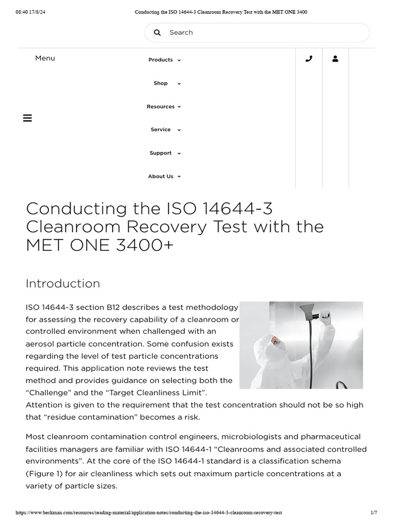 ISO 14644-3 Cleanroom Recovery Test Guide | PDF | Computers ...