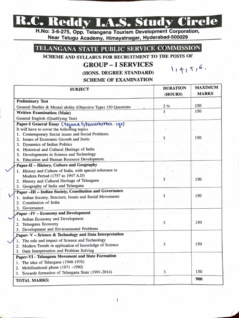 TSPSC Group 1 Syllabus | PDF
