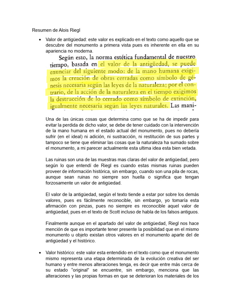 Resumen de Alois Riegl | PDF