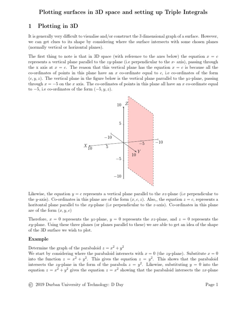 3D Graphs and Triple Integrals | PDF | Cartesian Coordinate System ...