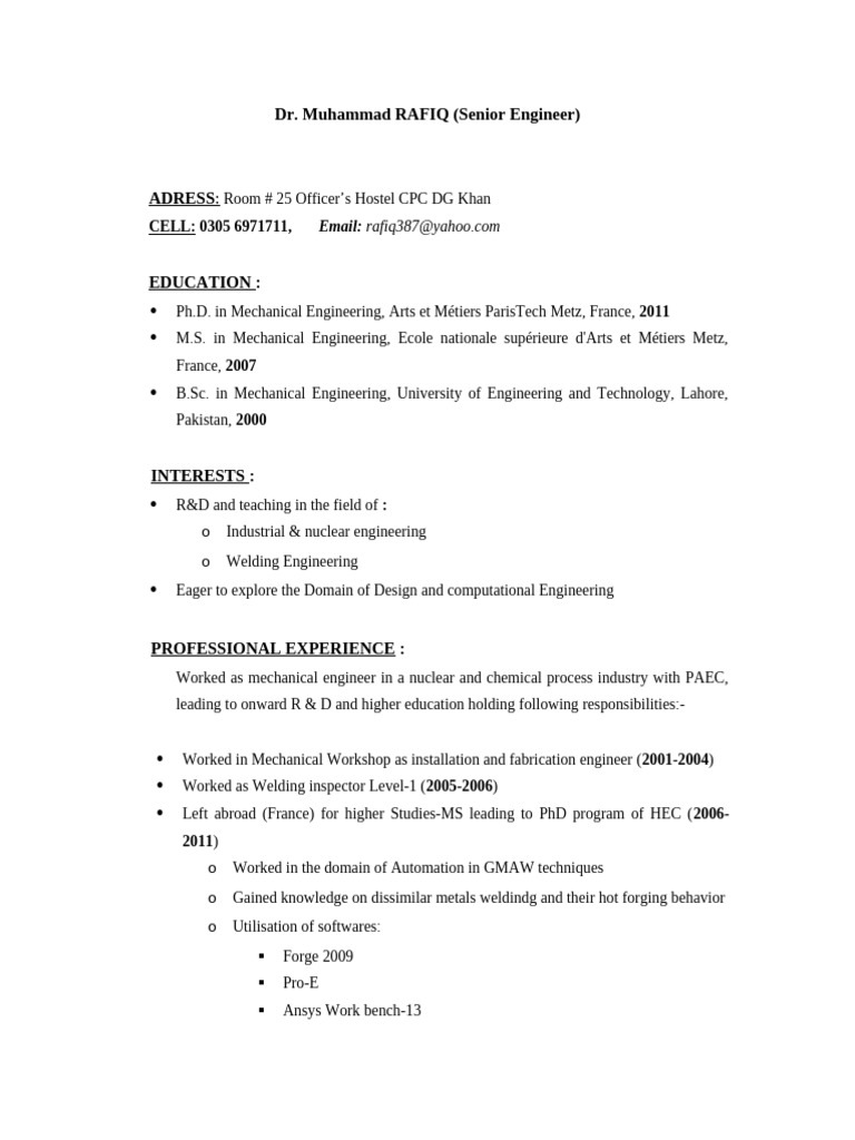 CV Rafiq | PDF