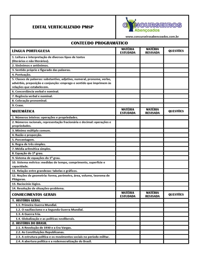 Edital Verticalizado PMSP 2025 | PDF