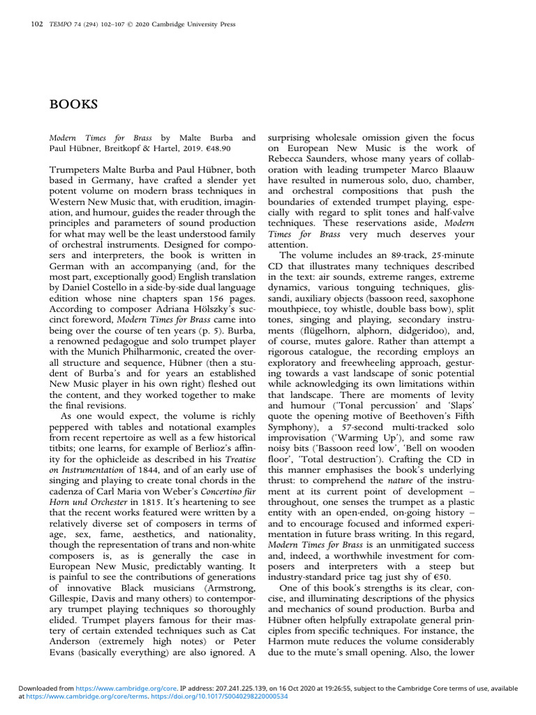 Modern Times For Brass by Malte Burba An | PDF