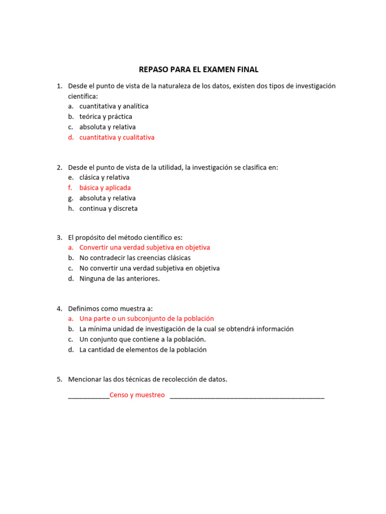 Repaso Examen Final | PDF